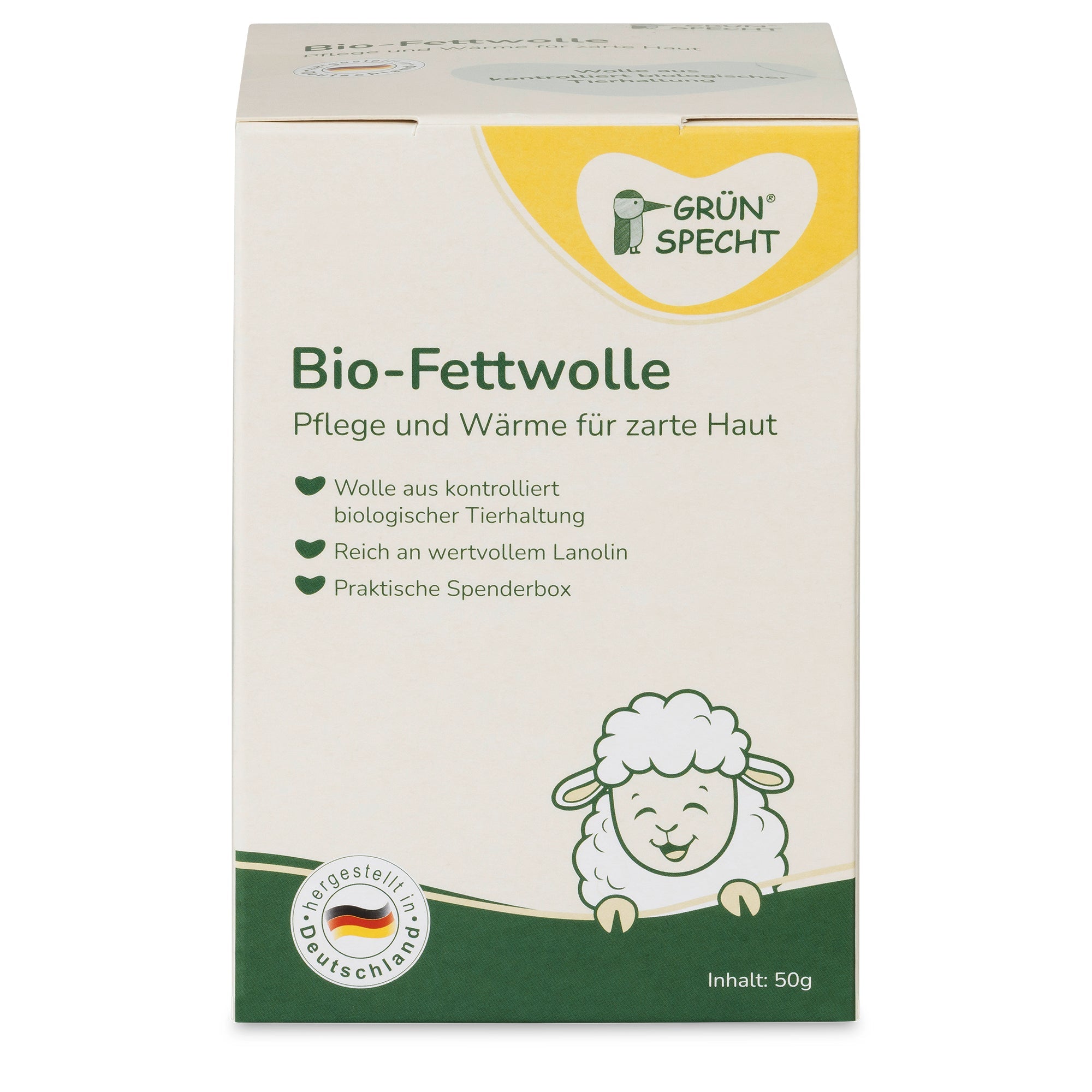 Organic grease wool, 50 g – GRÜNSPECHT Naturprodukte
